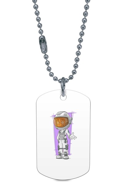Hero Tasarım Astronot Gümüş Renk Künye / Kolye DFT1940