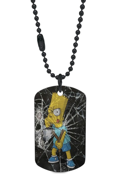 Hero Tasarım Simpsons Siyah Renk Künye / Kolye DFT4834