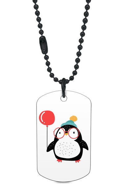 Hero Tasarım Balonlu Penguen Siyah Renk Künye / Kolye DFT774
