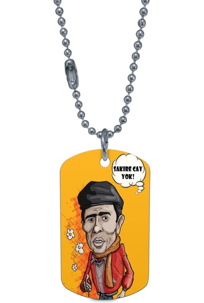 Hero Tasarım Şakir'e Çay Yok Gümüş Renk Künye / Kolye DFT4639