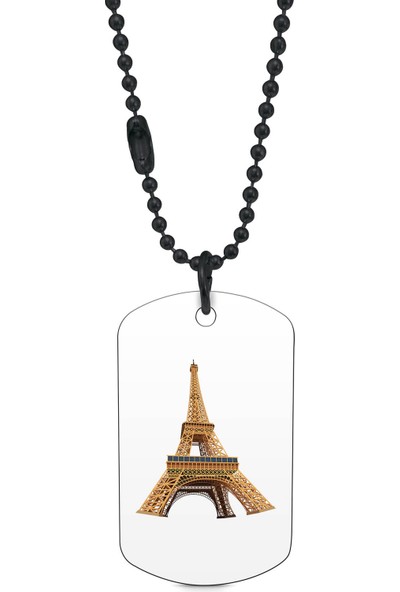 Hero Tasarım Eyfel Kulesi Siyah Renk Künye / Kolye DFT2176