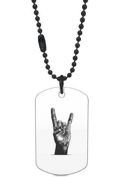 Hero Tasarım Finger Siyah Renk Künye / Kolye DFT1571 Hero Tasarım Finger Siyah Renk Künye / Kolye DFT1571