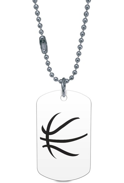 Hero Tasarım Basketbol Topu Gümüş Renk Künye / Kolye DFT2066