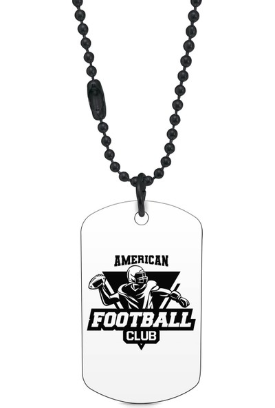 Hero Tasarım American Football Club Siyah Renk Künye / Kolye DFT2094
