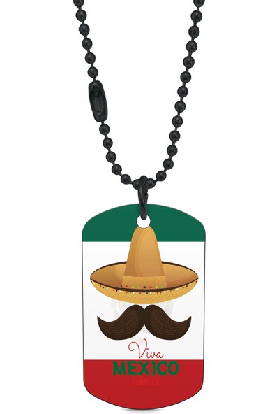 Hero Tasarım Viva Mexico Siyah Renk Künye / Kolye DFT5100