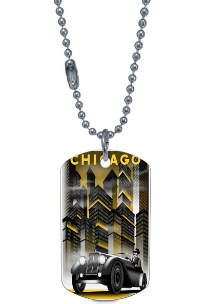 Hero Tasarım Chicago Gümüş Renk Künye / Kolye DFT532 Hero Tasarım Chicago Gümüş Renk Künye / Kolye DFT532