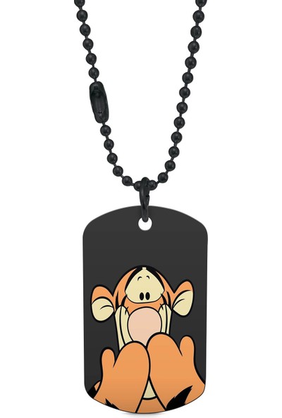 Hero Tasarım Winnie-The-Pooh Siyah Renk Künye / Kolye DFT4238