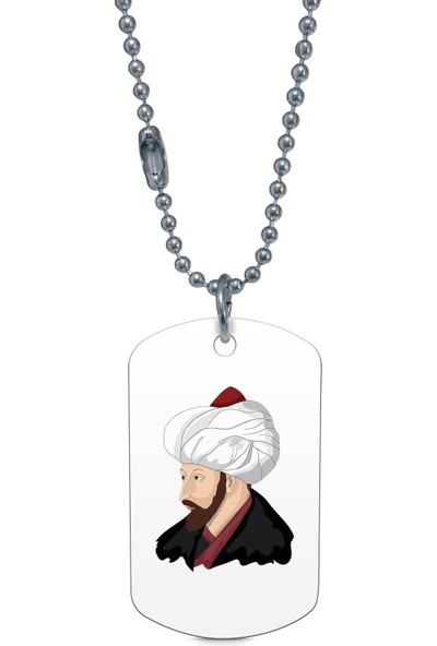 Hero Tasarım Fatih Sultan Mehmet Gümüş Renk Künye / Kolye DFT995 Hero Tasarım Fatih Sultan Mehmet Gümüş Renk Künye / Kolye DFT995