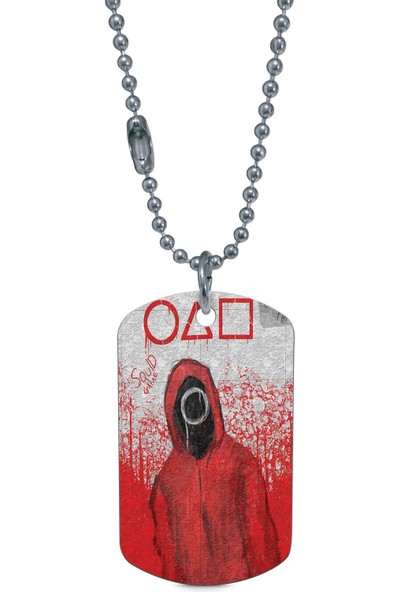 Hero Tasarım Squid Game Gümüş Renk Künye / Kolye DFT5726 Hero Tasarım Squid Game Gümüş Renk Künye / Kolye DFT5726