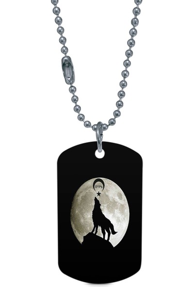 Hero Tasarım Uluyan Kurt Gümüş Renk Künye / Kolye DFT3815