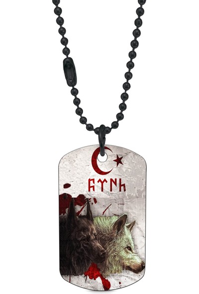 Hero Tasarım Bozkurt Göktürk Siyah Renk Künye / Kolye DFT5677 Hero Tasarım Bozkurt Göktürk Siyah Renk Künye / Kolye DFT5677