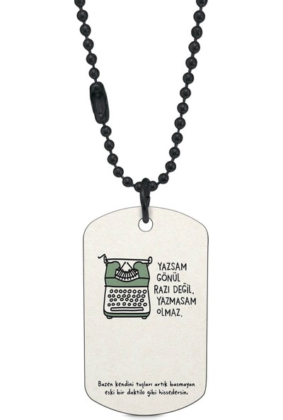 Hero Tasarım Yazmasam Olmaz Siyah Renk Künye / Kolye DFT4145 Hero Tasarım Yazmasam Olmaz Siyah Renk Künye / Kolye DFT4145