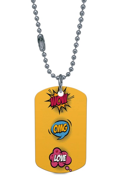 Hero Tasarım Pop Art Gümüş Renk Künye / Kolye DFT3291