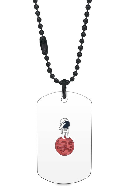 Hero Tasarım Astronot Selamı Siyah Renk Künye / Kolye DFT1933 Hero Tasarım Astronot Selamı Siyah Renk Künye / Kolye DFT1933