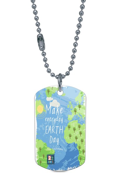 Hero Tasarım Earth Day Gümüş Renk Künye / Kolye DFT5155 Hero Tasarım Earth Day Gümüş Renk Künye / Kolye DFT5155