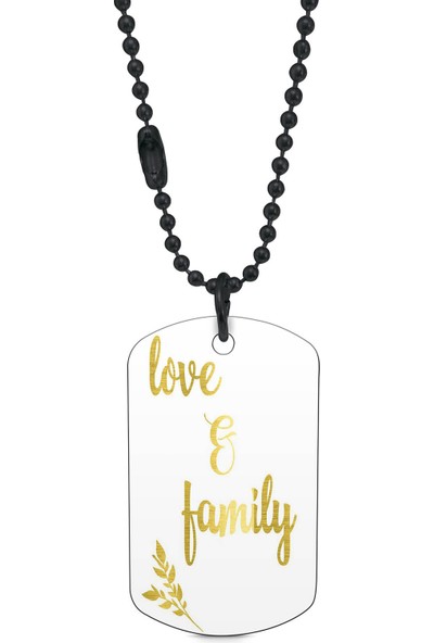 Hero Tasarım Love Family Siyah Renk Künye / Kolye DFT3039