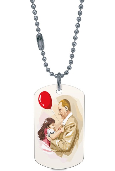 Hero Tasarım Atatürk Gümüş Renk Künye / Kolye DFT5403