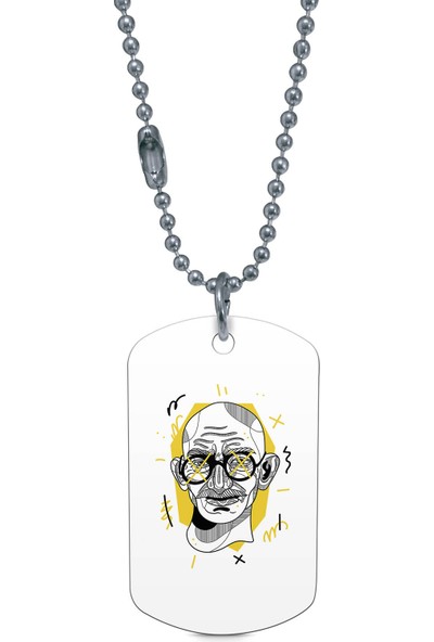 Hero Tasarım Gandhi Gümüş Renk Künye / Kolye DFT983