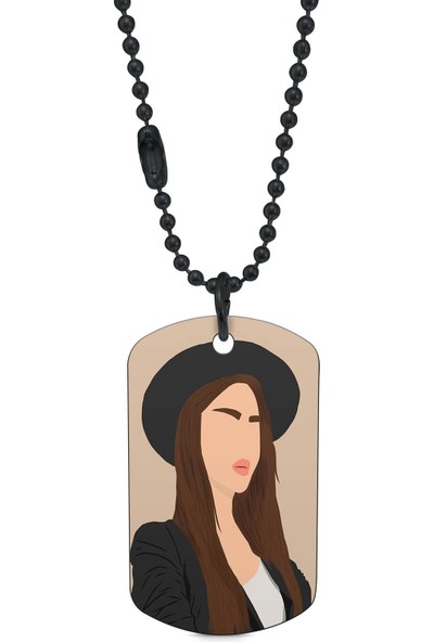 Hero Tasarım Woman Siyah Renk Künye / Kolye DFT2876