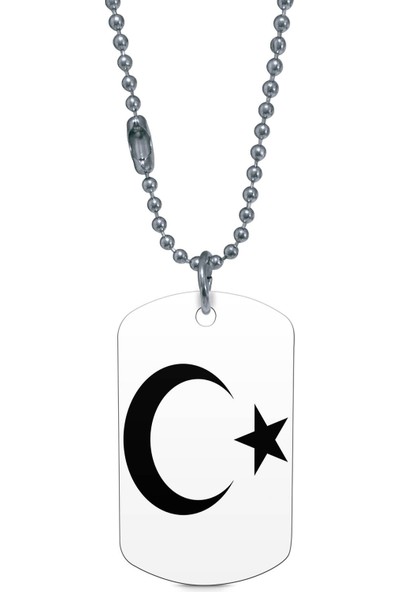 Hero Tasarım Ay Yıldız Gümüş Renk Künye / Kolye DFT5517 Hero Tasarım Ay Yıldız Gümüş Renk Künye / Kolye DFT5517