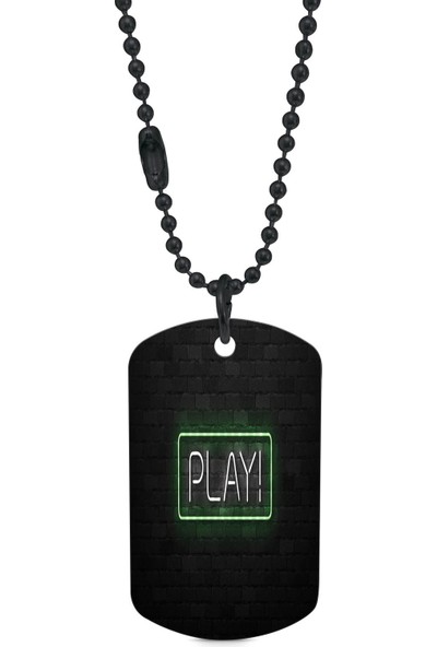 Hero Tasarım Play Siyah Renk Künye / Kolye DFT5354