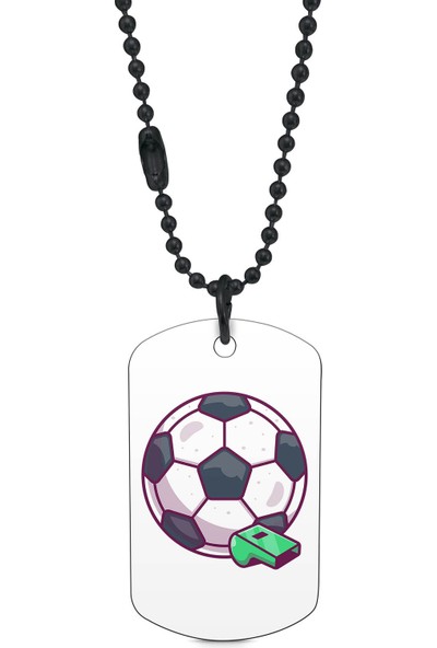 Hero Tasarım Düdük Futbol Topu Siyah Renk Künye / Kolye DFT1193