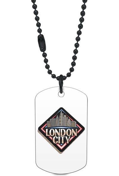 Hero Tasarım London City Siyah Renk Künye / Kolye DFT2169 Hero Tasarım London City Siyah Renk Künye / Kolye DFT2169