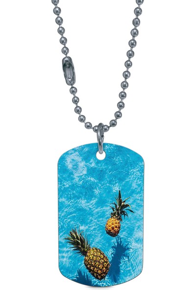Hero Tasarım Ananas Gümüş Renk Künye / Kolye DFT3657