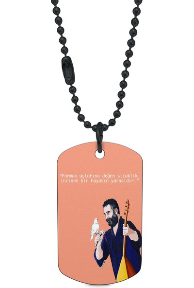 Hero Tasarım Ahmet Kaya Siyah Renk Künye / Kolye DFT3060