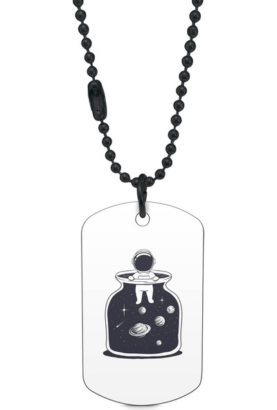 Hero Tasarım Uzay Astronotu Siyah Renk Künye / Kolye DFT1930