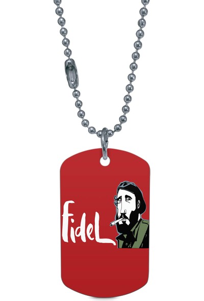 Hero Tasarım Fidel Castro Gümüş Renk Künye / Kolye DFT5371 Hero Tasarım Fidel Castro Gümüş Renk Künye / Kolye DFT5371