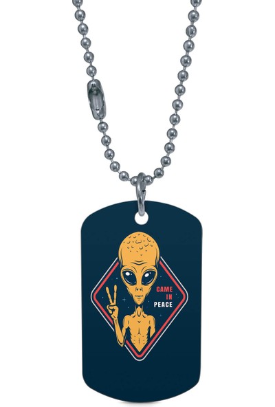 Hero Tasarım Came In Peace Gümüş Renk Künye / Kolye DFT5298