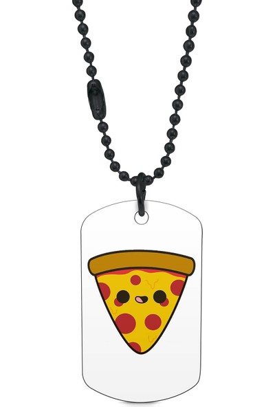 Hero Tasarım Pizza Siyah Renk Künye / Kolye DFT5783