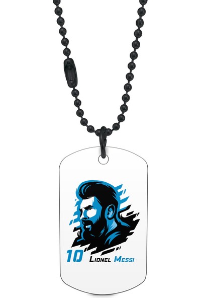 Hero Tasarım Linoel Messi Siyah Renk Künye / Kolye DFT1246