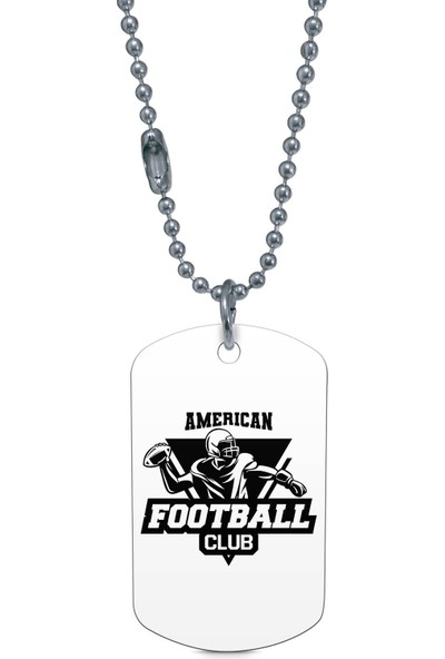 Hero Tasarım American Football Club Gümüş Renk Künye / Kolye DFT2094