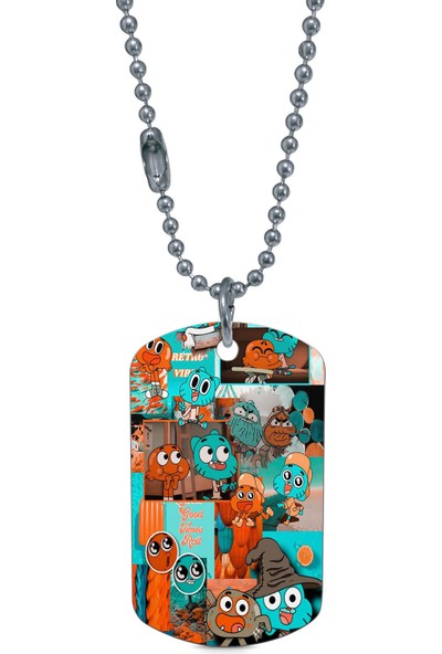 Hero Tasarım Gumball Gümüş Renk Künye / Kolye DFT2498 Hero Tasarım Gumball Gümüş Renk Künye / Kolye DFT2498