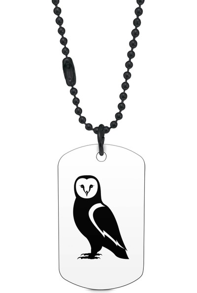 Hero Tasarım Animasyon Baykuş Siyah Renk Künye / Kolye DFT831 Hero Tasarım Animasyon Baykuş Siyah Renk Künye / Kolye DFT831