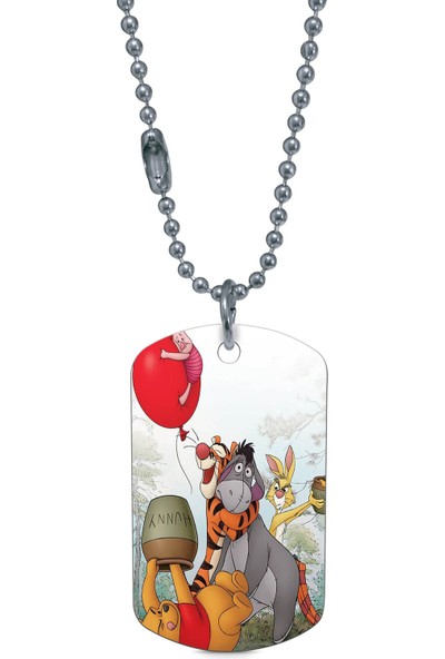 Hero Tasarım Winnie-The-Pooh Gümüş Renk Künye / Kolye DFT4230 Hero Tasarım Winnie-The-Pooh Gümüş Renk Künye / Kolye DFT4230