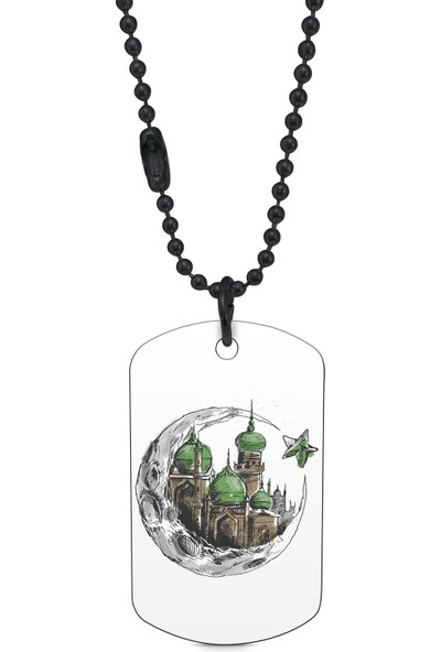 Hero Tasarım Camii Siyah Renk Künye / Kolye DFT693