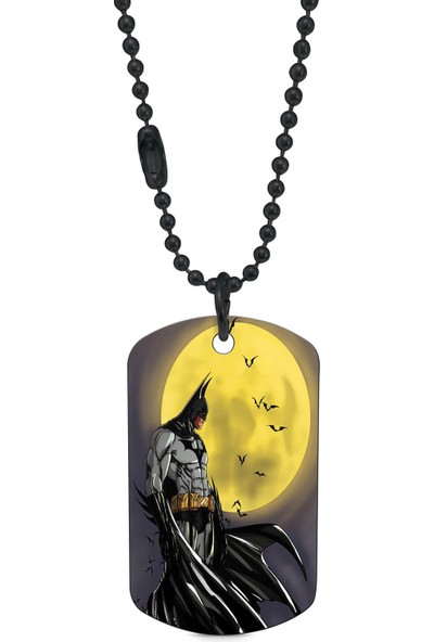 Hero Tasarım Batman Siyah Renk Künye / Kolye DFT4625 Hero Tasarım Batman Siyah Renk Künye / Kolye DFT4625