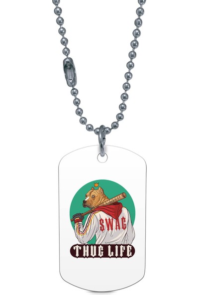 Hero Tasarım Thug Life Gümüş Renk Künye / Kolye DFT1592