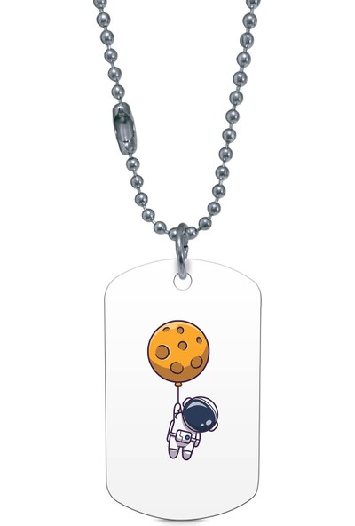 Hero Tasarım Balon Mars Astronotu Gümüş Renk Künye / Kolye DFT1892