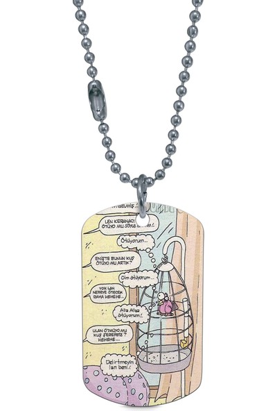 Hero Tasarım Karikatür Gümüş Renk Künye / Kolye DFT2565