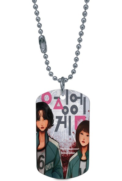 Hero Tasarım Squid Game Gümüş Renk Künye / Kolye DFT5723 Hero Tasarım Squid Game Gümüş Renk Künye / Kolye DFT5723