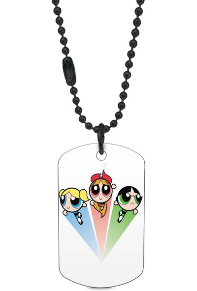 Hero Tasarım Powerpuff Girls Siyah Renk Künye / Kolye DFT2694