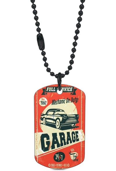 Hero Tasarım Garage Siyah Renk Künye / Kolye DFT2940