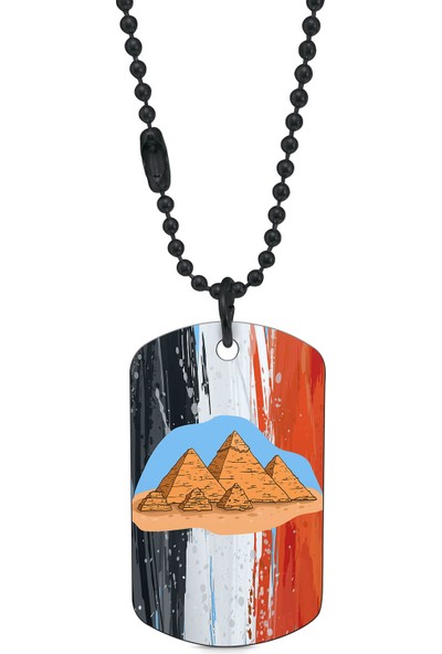 Hero Tasarım Mısır Piramitleri Siyah Renk Künye / Kolye DFT4124