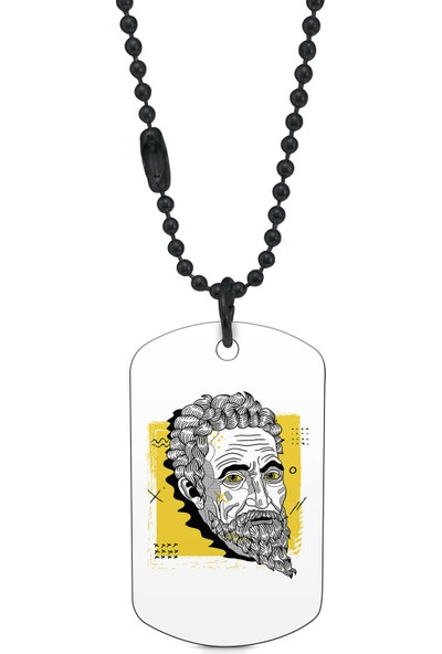 Hero Tasarım Michelangelo Buonarroti Siyah Renk Künye / Kolye DFT914 Hero Tasarım Michelangelo Buonarroti Siyah Renk Künye / Kolye DFT914