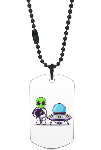 Hero Tasarım Uzaylı Aracı Siyah Renk Künye / Kolye DFT1886