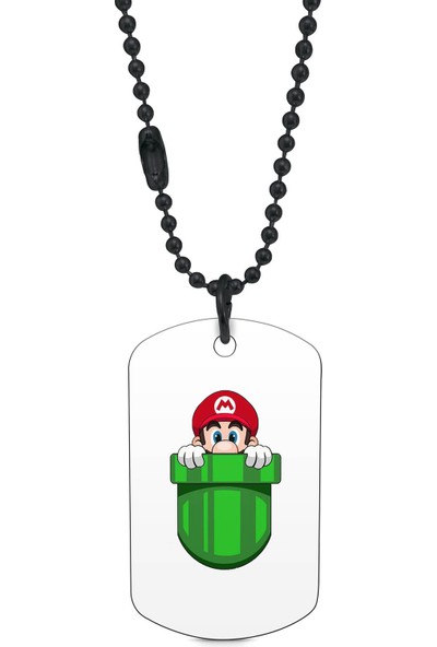 Hero Tasarım Süper Mario Siyah Renk Künye / Kolye DFT5814